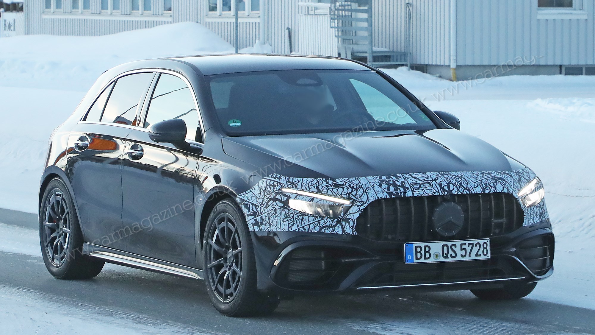 New 2022 Mercedes-AMG A 45 facelift spied winter testing